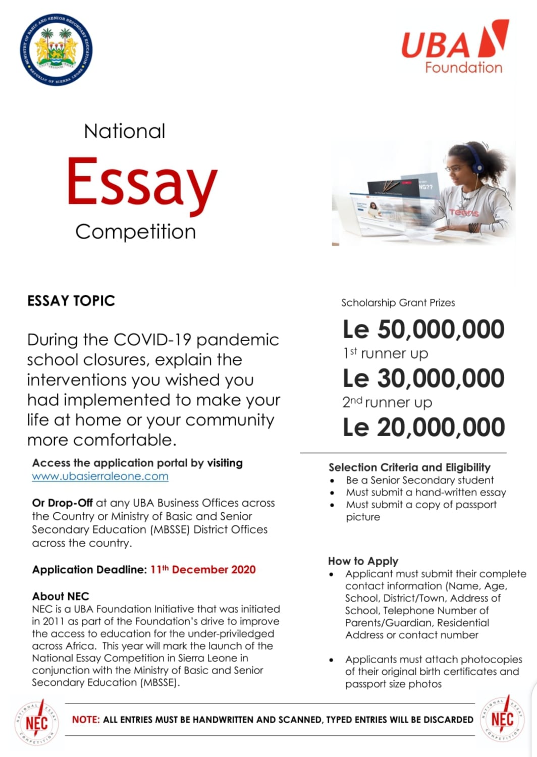 UBA Foundation National Essay Competition Le 50 Million for Winner ...